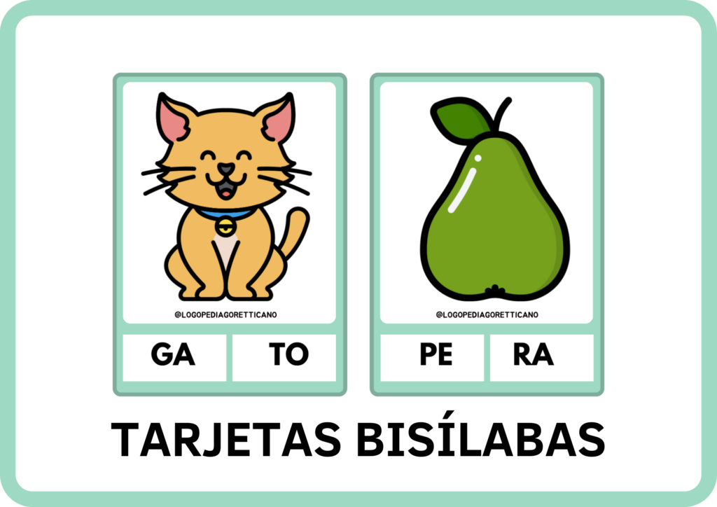 TARJETAS PALABRAS BISÍLABAS - Logopedia Goretti Cano