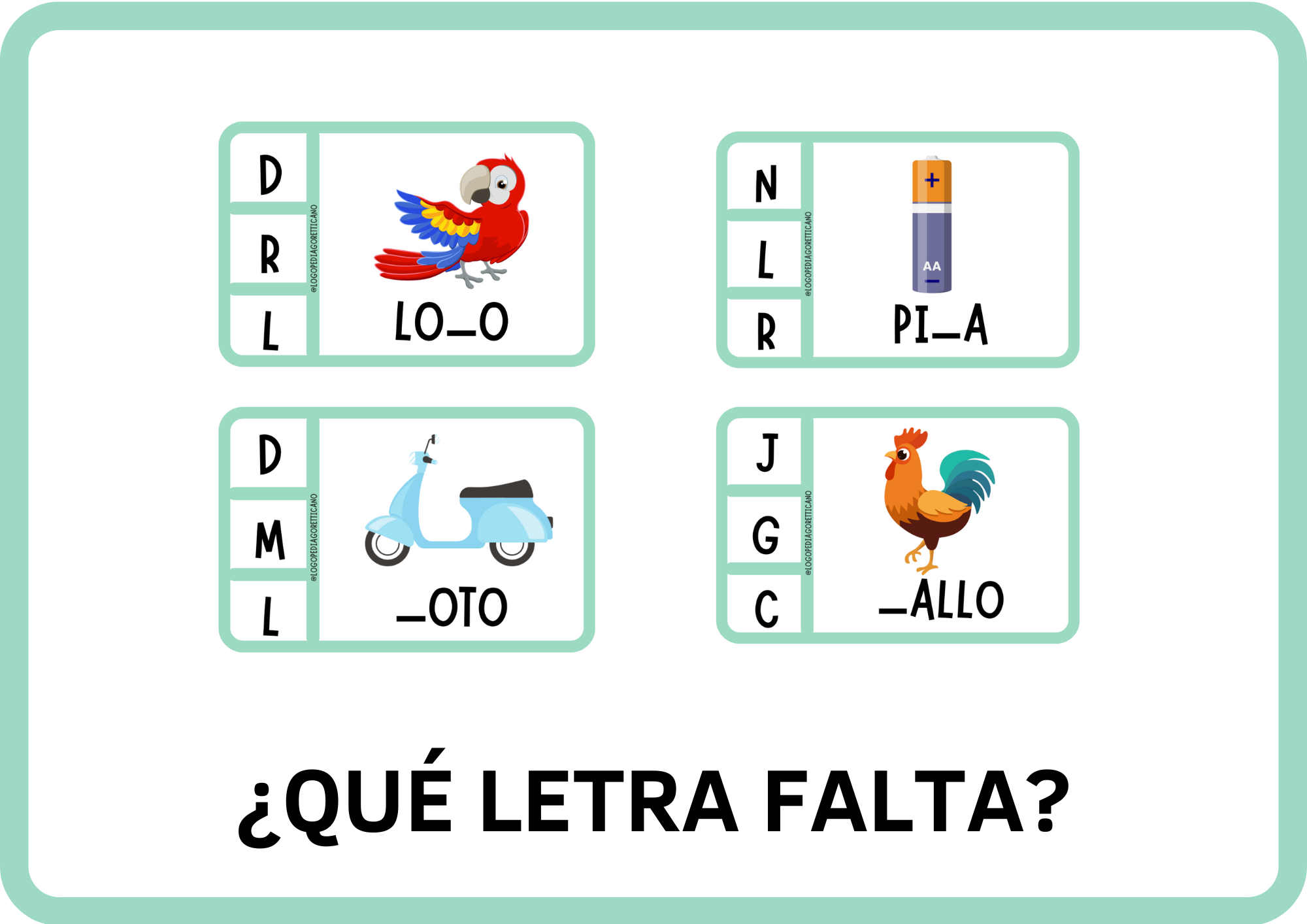 ¿QUE LETRA FALTA? - Logopedia Goretti Cano